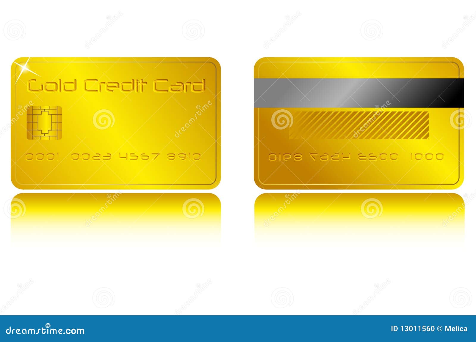 Gold Credit Card. Mockup Of Golden Bank Card. Design Of Vip Plastic ...