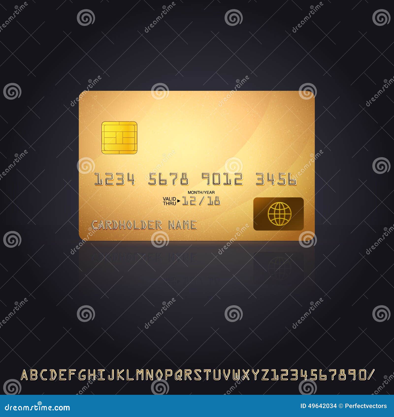 Gold Credit Card. Mockup Of Golden Bank Card. Design Of Vip Plastic ...