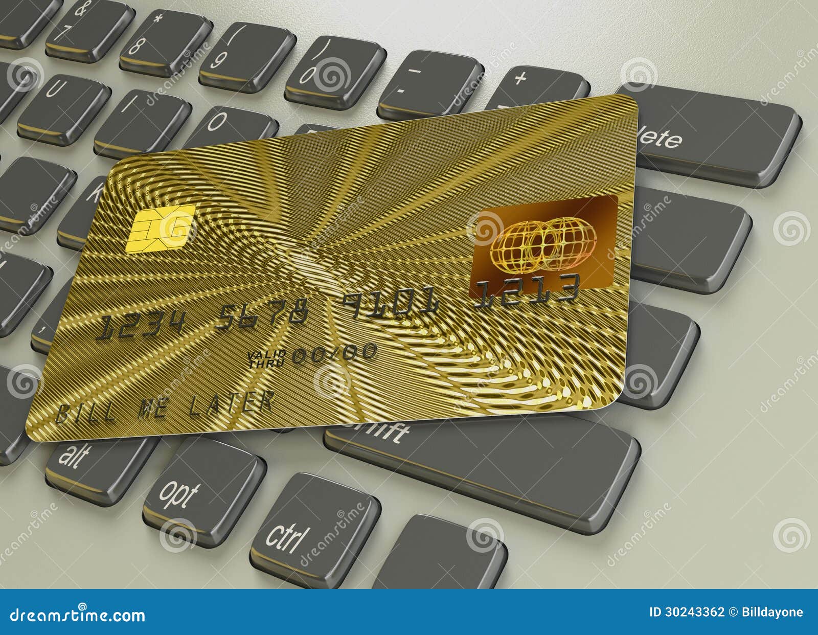 Gold Credit Card with on Computer Keyboard Stock Illustration ...