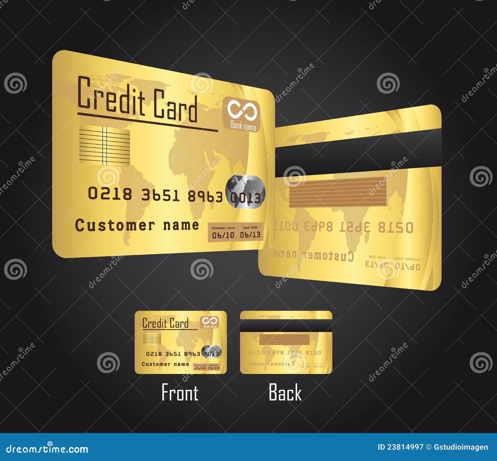 Gold credit cards stock vector. Illustration of store - 23814997