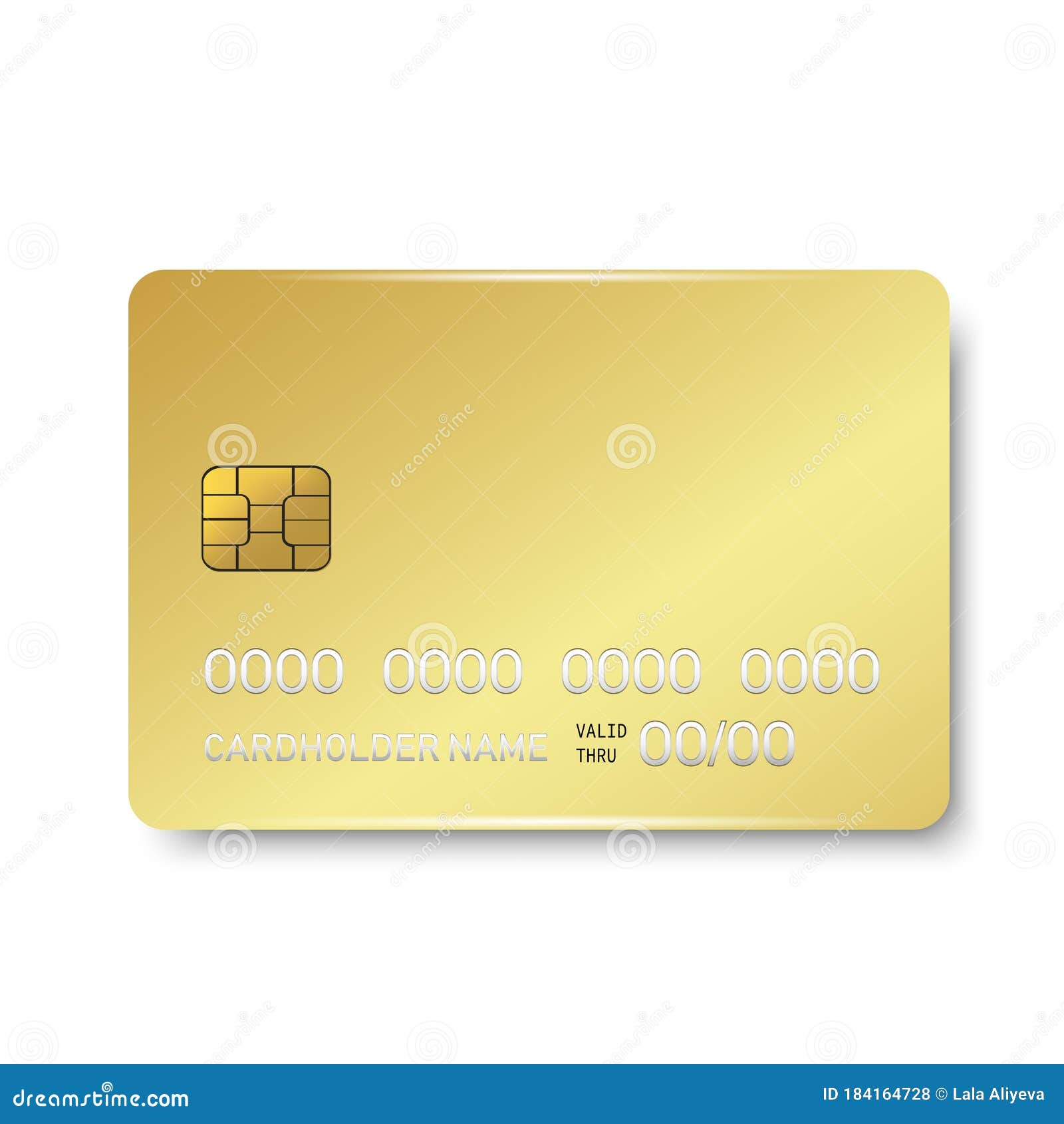 Gold Credit Plastic Card with Emv Chip. Mock Up. Vector Stock ...