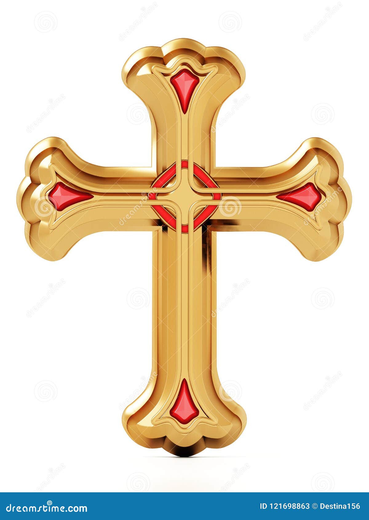 Gold Cross Isolated on White Background. 3D Illustration Stock ...