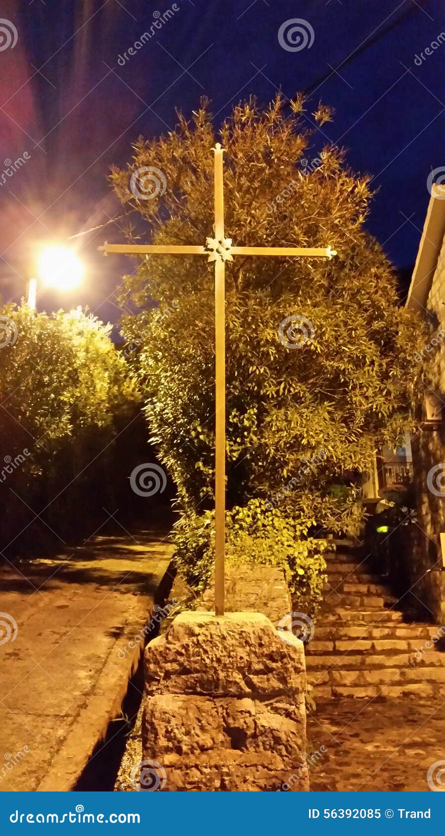 Gold cross stock image. Image of night, cross, shine - 56392085