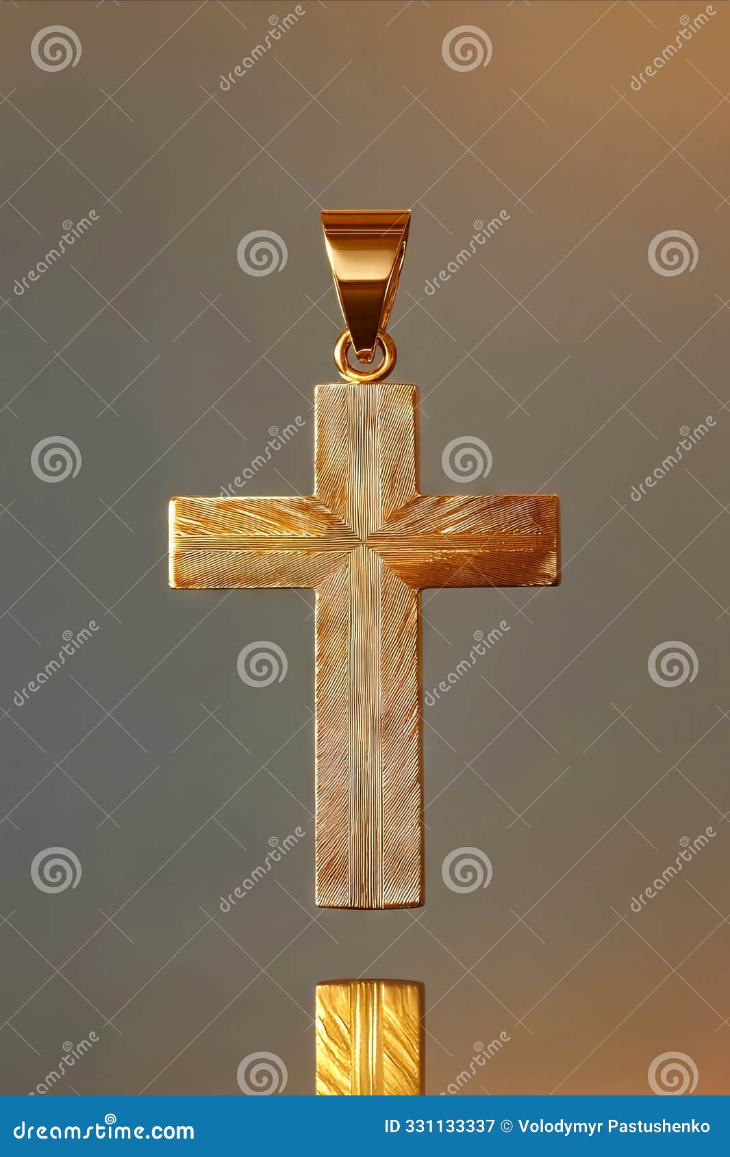 A Gold Cross Pendant on a Reflective Surface Stock Image - Image of ...