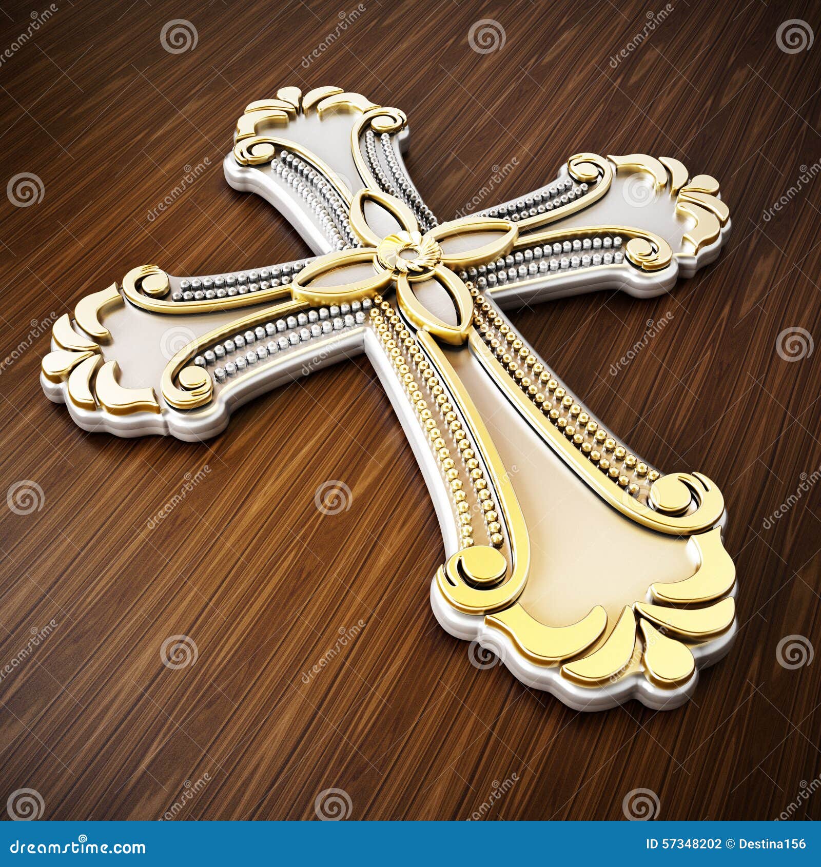 Gold Cross on Wood Background Stock Illustration - Illustration of ...
