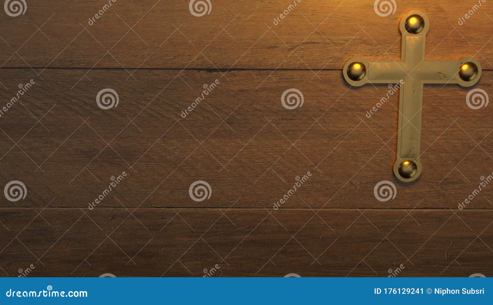 Gold Cross on Wood 3d Rendering for Holy Week Content Stock ...
