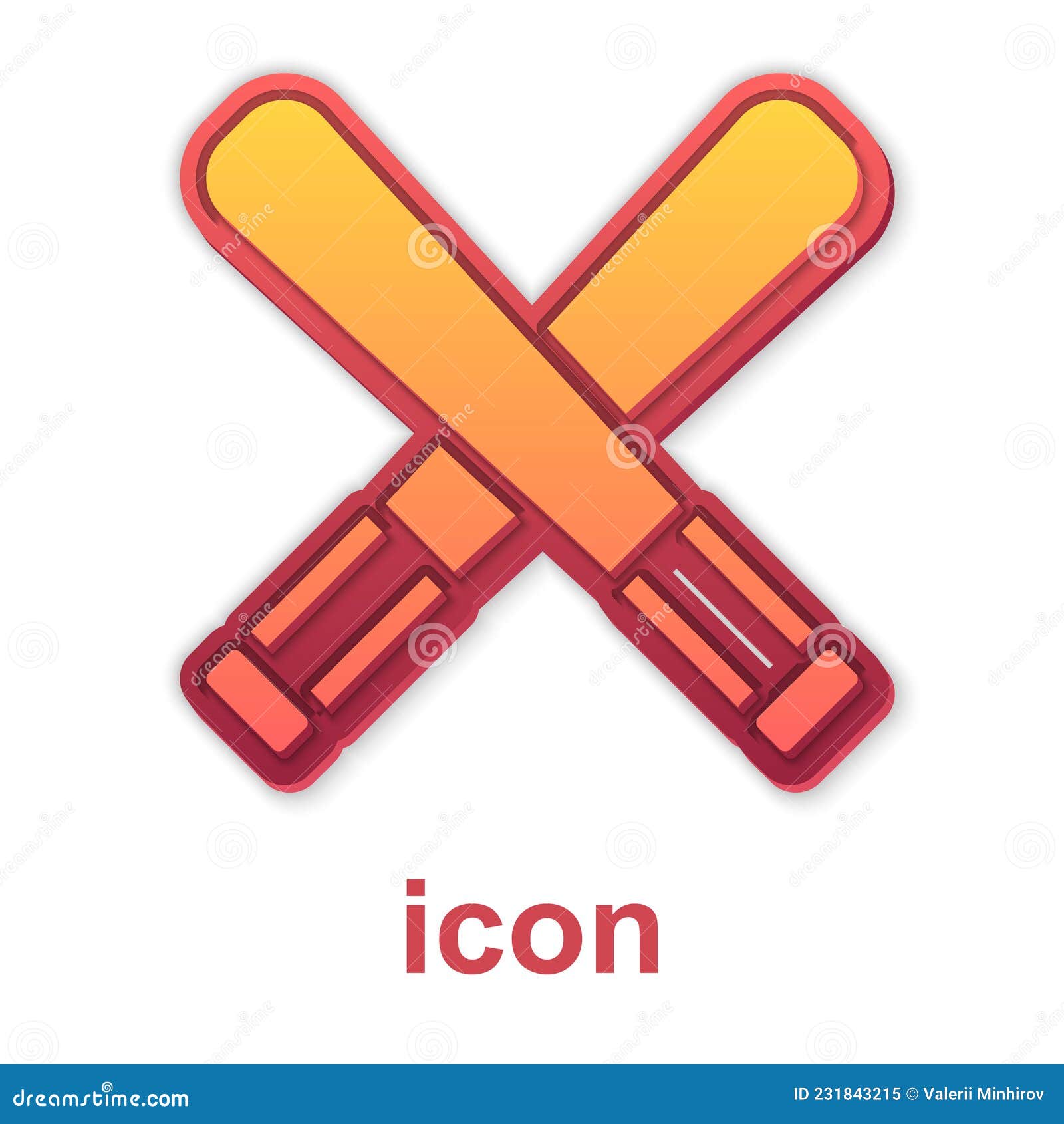 Gold Crossed Baseball Bat Icon Isolated on White Background. Vector ...