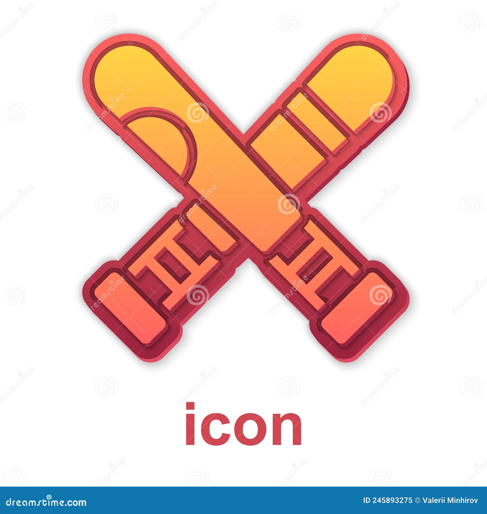 Gold Crossed Baseball Bat Icon Isolated On Black Background. Vector ...