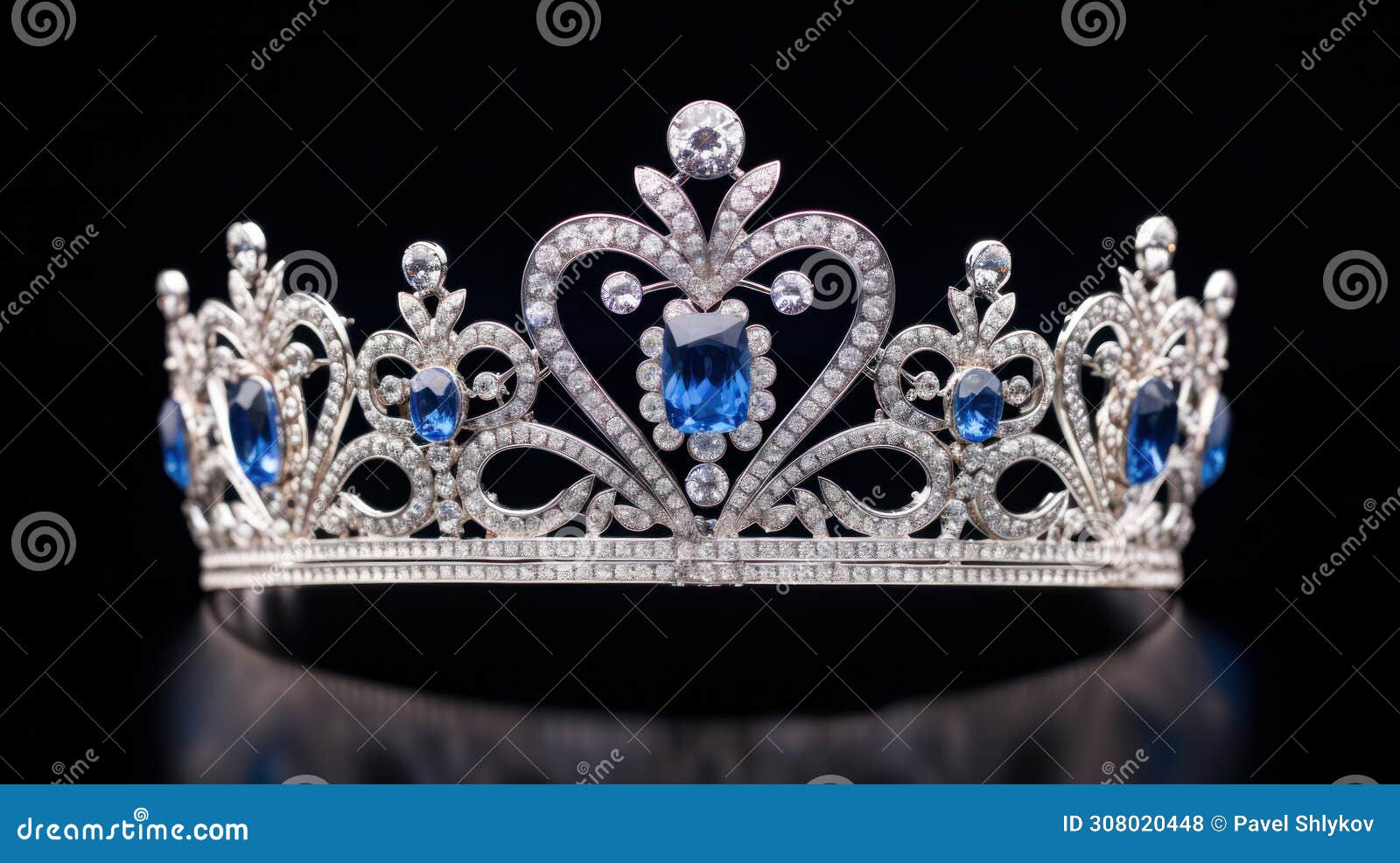 Gold Crown with Blue Jewel of Precious Stones. Stock Photo - Image of ...