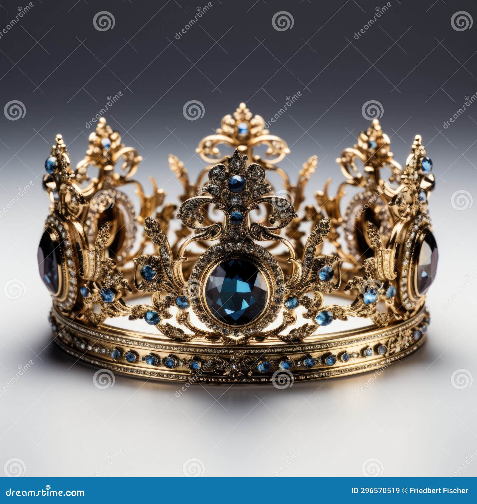 A Gold Crown with Blue Stones on it Stock Illustration - Illustration ...