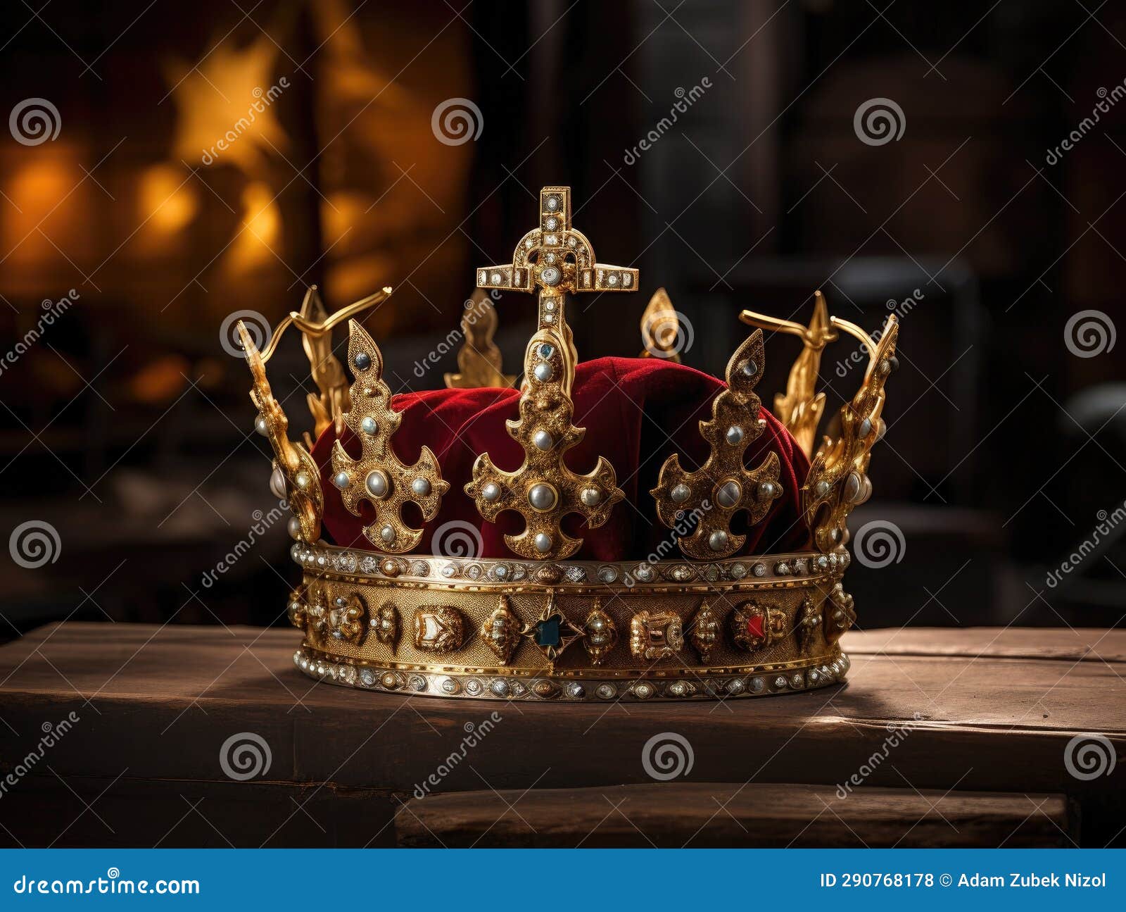 A Gold Crown with a Cross on it Stock Illustration - Illustration of ...