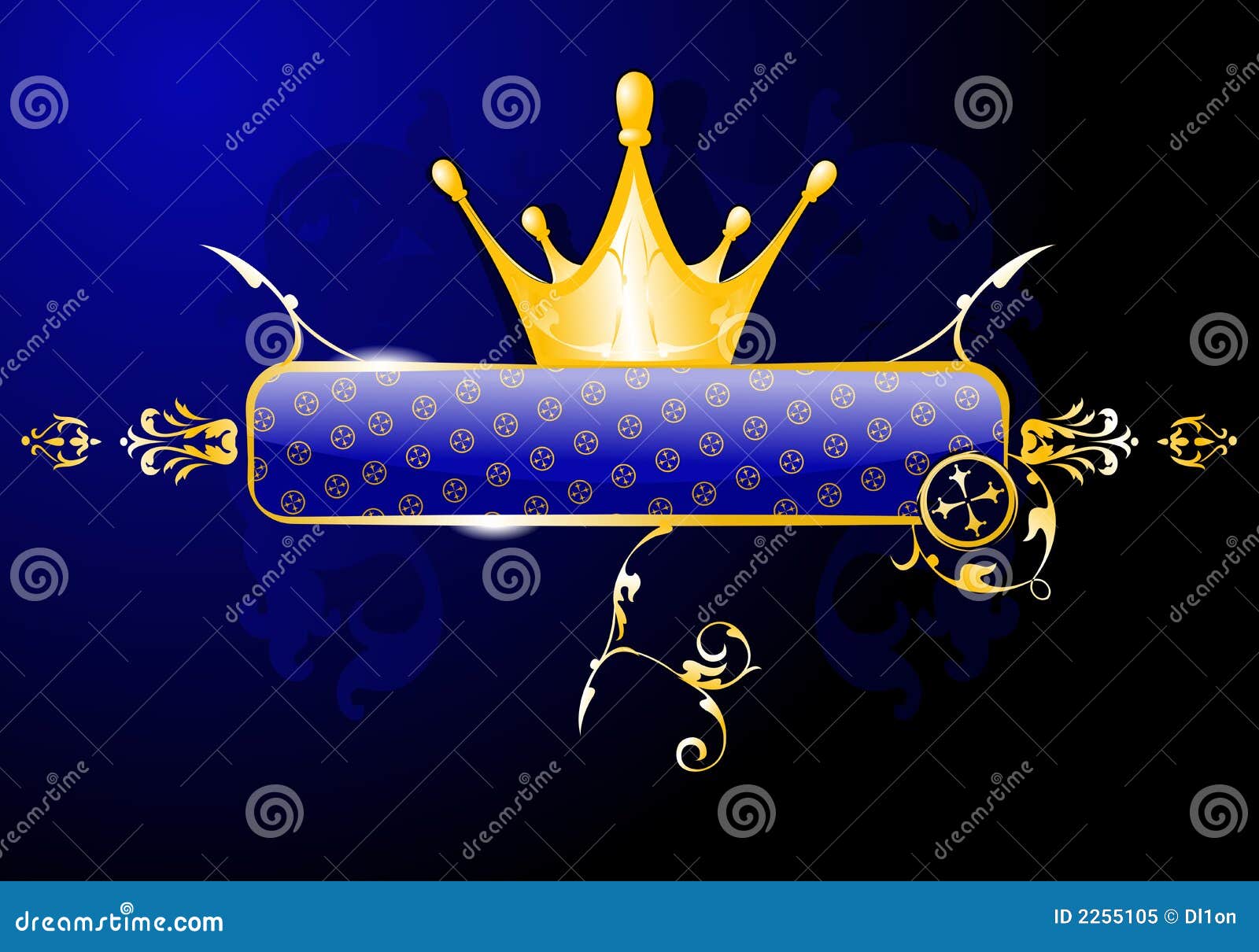 Gold Crown Glow Blue Banner Stock Vector - Illustration of silver ...