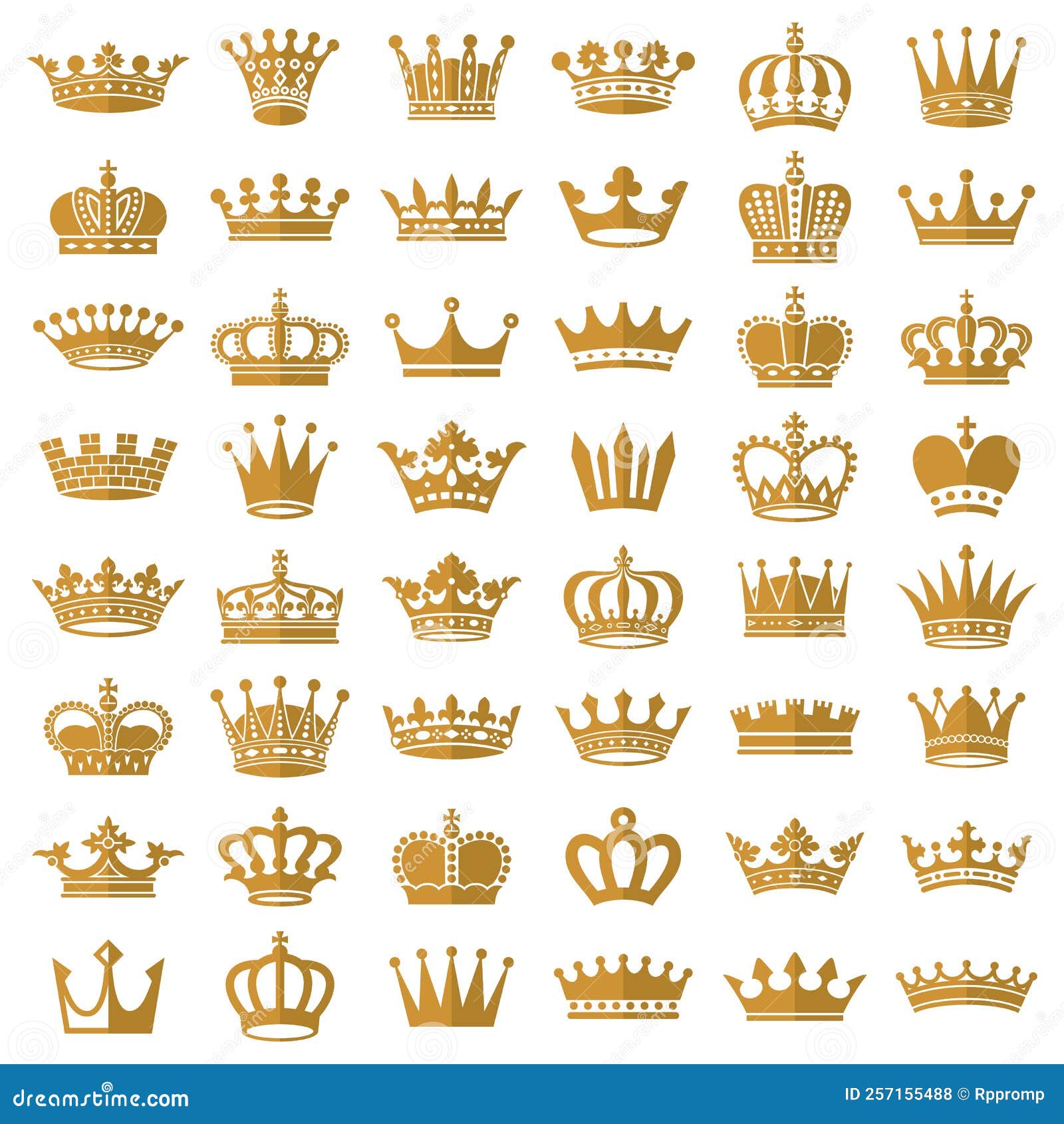 Gold Crown Icons Queen King Golden Crowns Luxury Royal On Blackboard