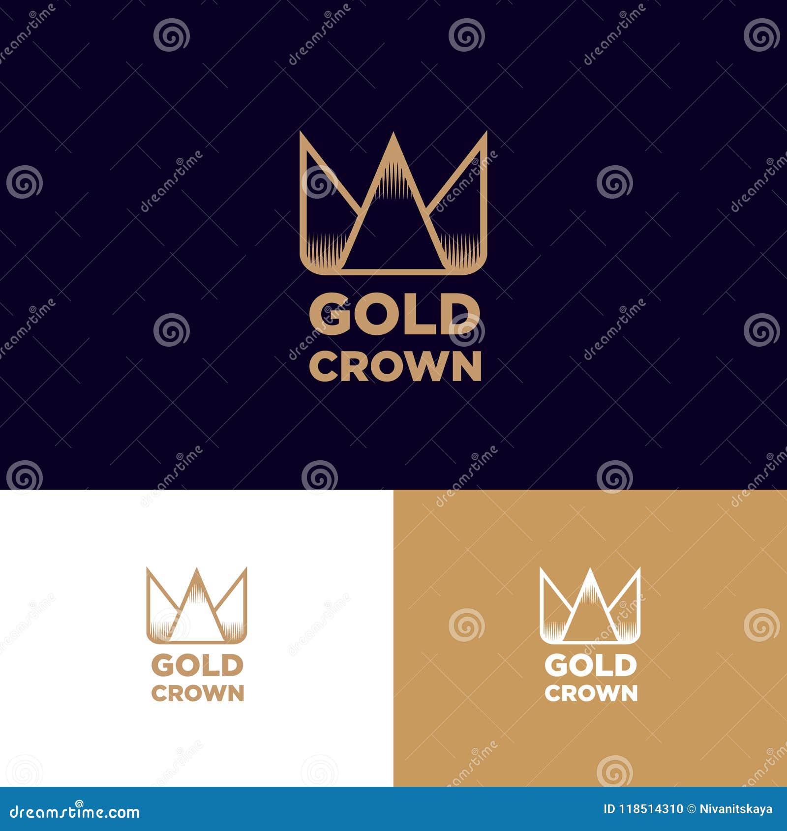 Gold Crown Logo. Icon of the Golden Crown in the Style of Engraving ...