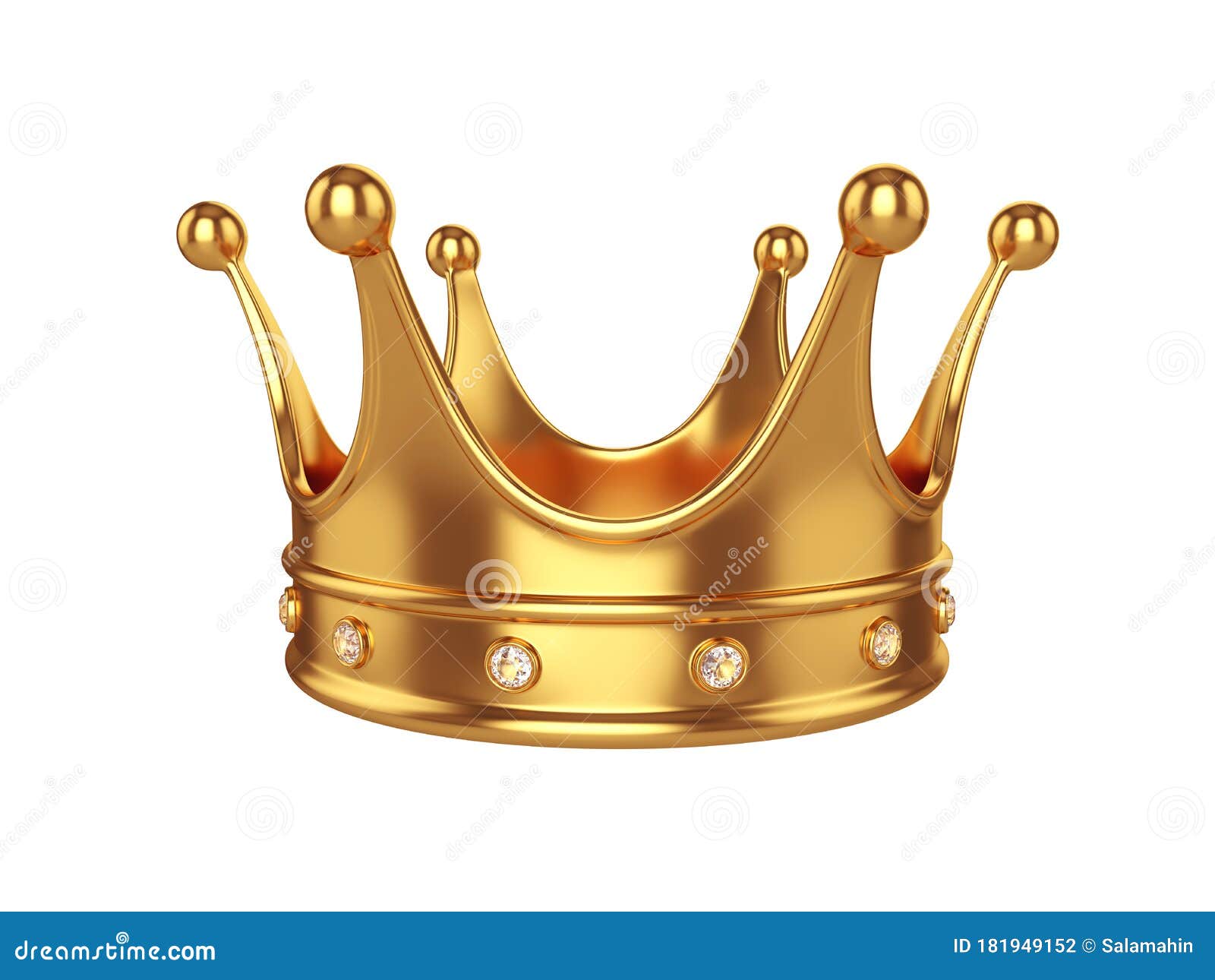 Gold Crown with Precious Stones Isolated on White Background, 3D ...