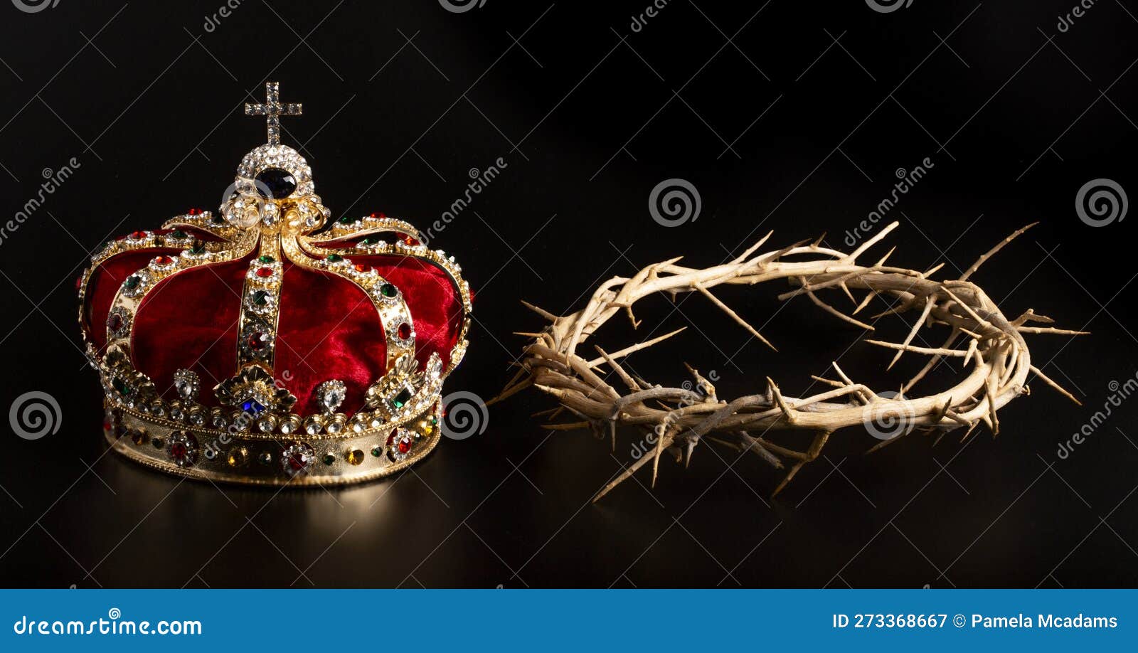 A Gold Crown With Red Velevet With The Crown Of Thorns Royalty-Free ...