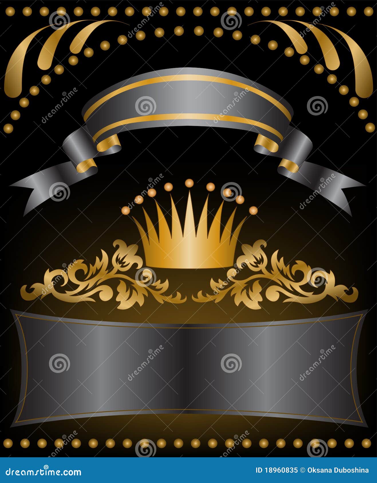 Gold crown with ribbons stock vector. Illustration of branch - 18960835