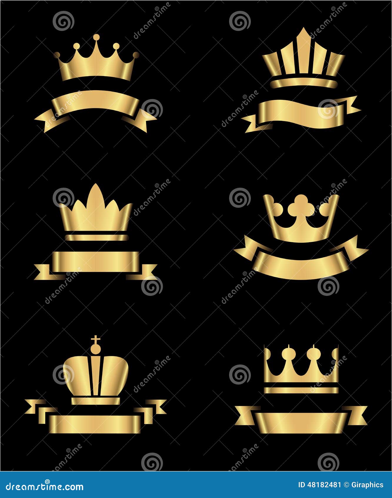 Gold Crowns and Banners stock vector. Illustration of gradient - 48182481