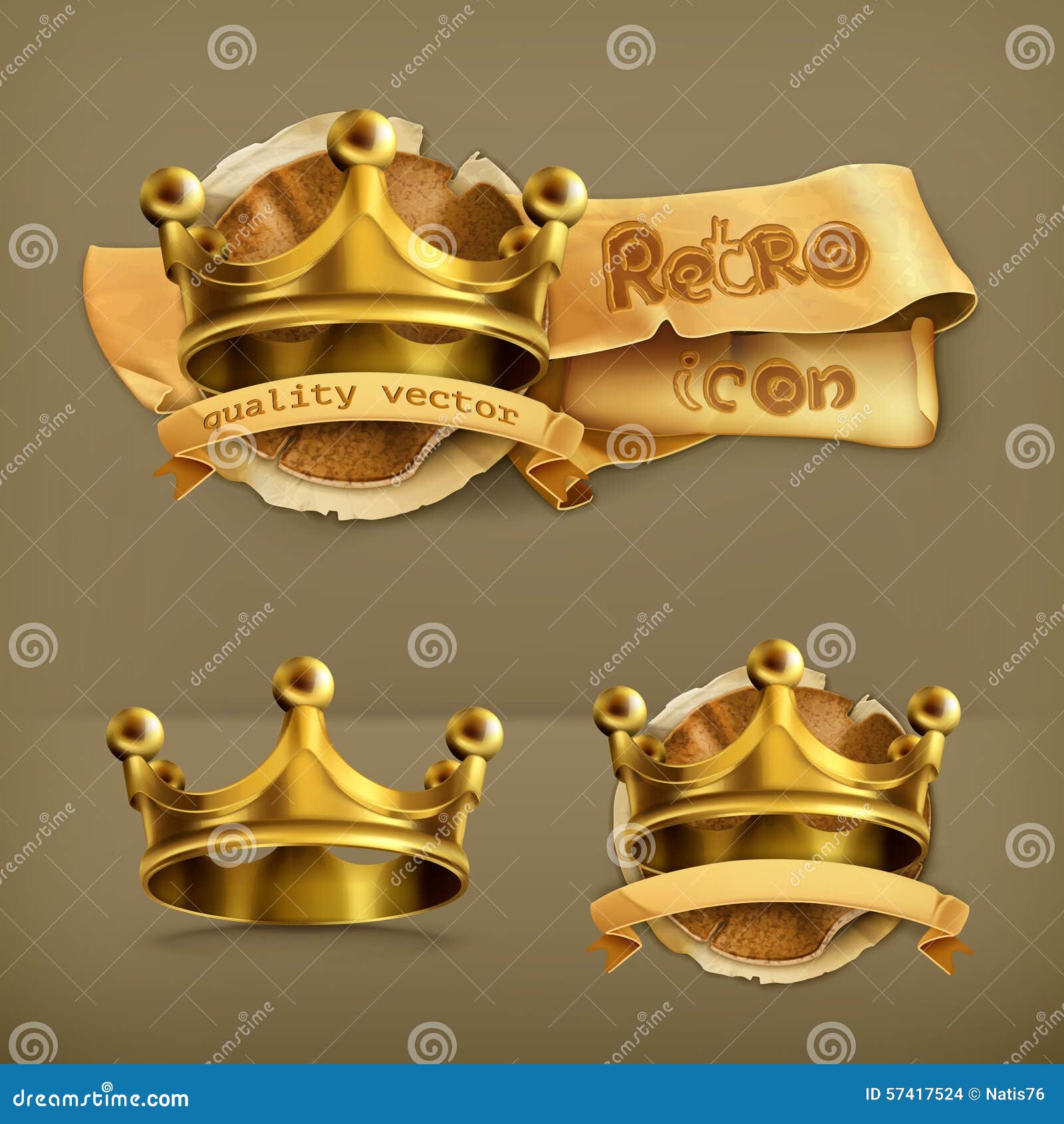 Gold crowns vector icons stock vector. Illustration of government ...