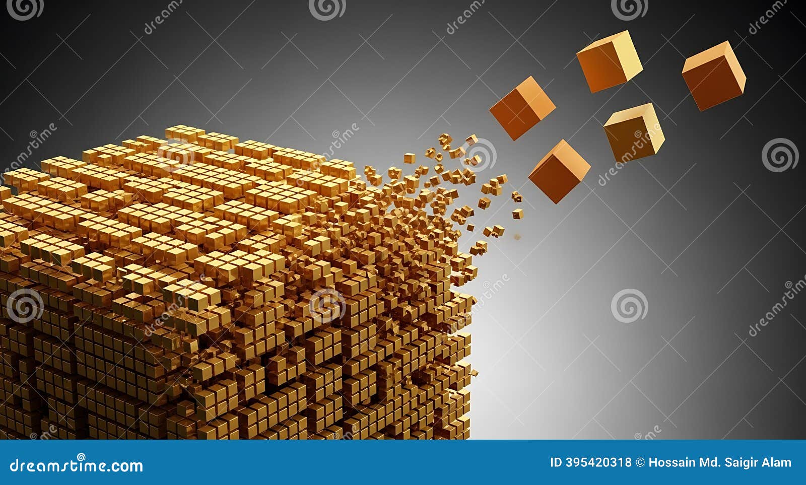 Dispersed Elements. Disintegration, Pixel Dissolve Squares Effect ...