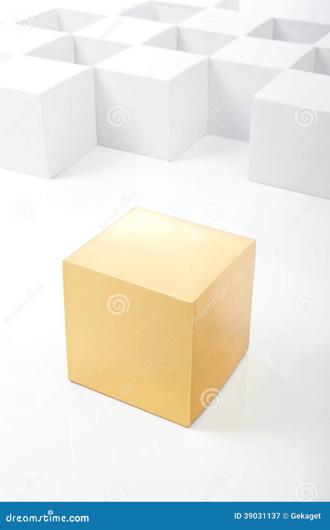 Gold Cube Stands Out among White Cubes Stock Image - Image of ...