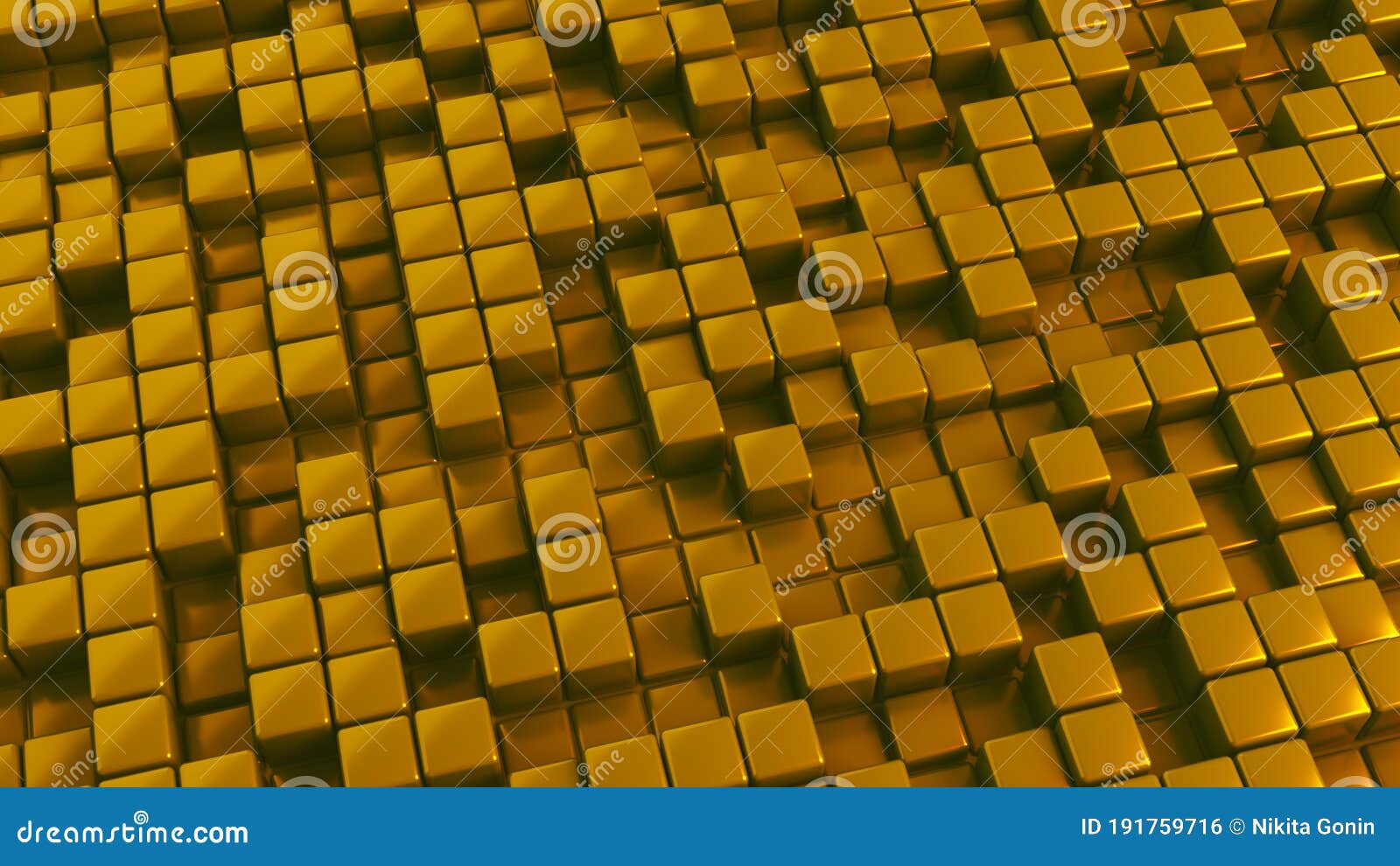 Gold Cubes 3D Rendering Illustration Stock Illustration - Illustration ...