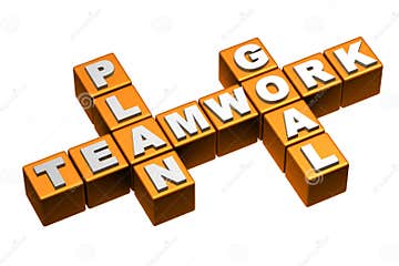 Gold Cubes with Words Teamwork Goal Plan Stock Illustration ...