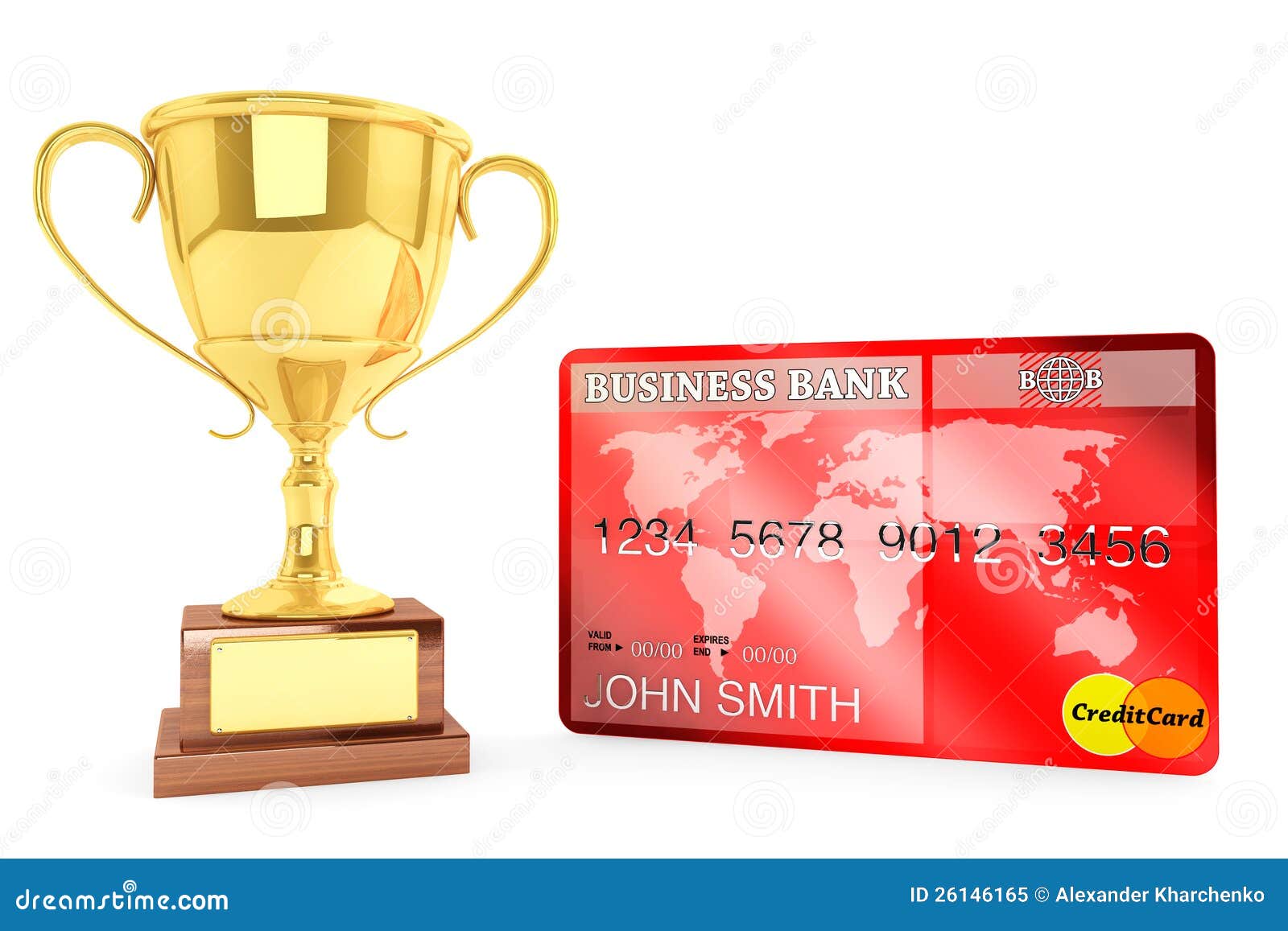 Gold cup with Credit Card stock illustration. Illustration of medal ...
