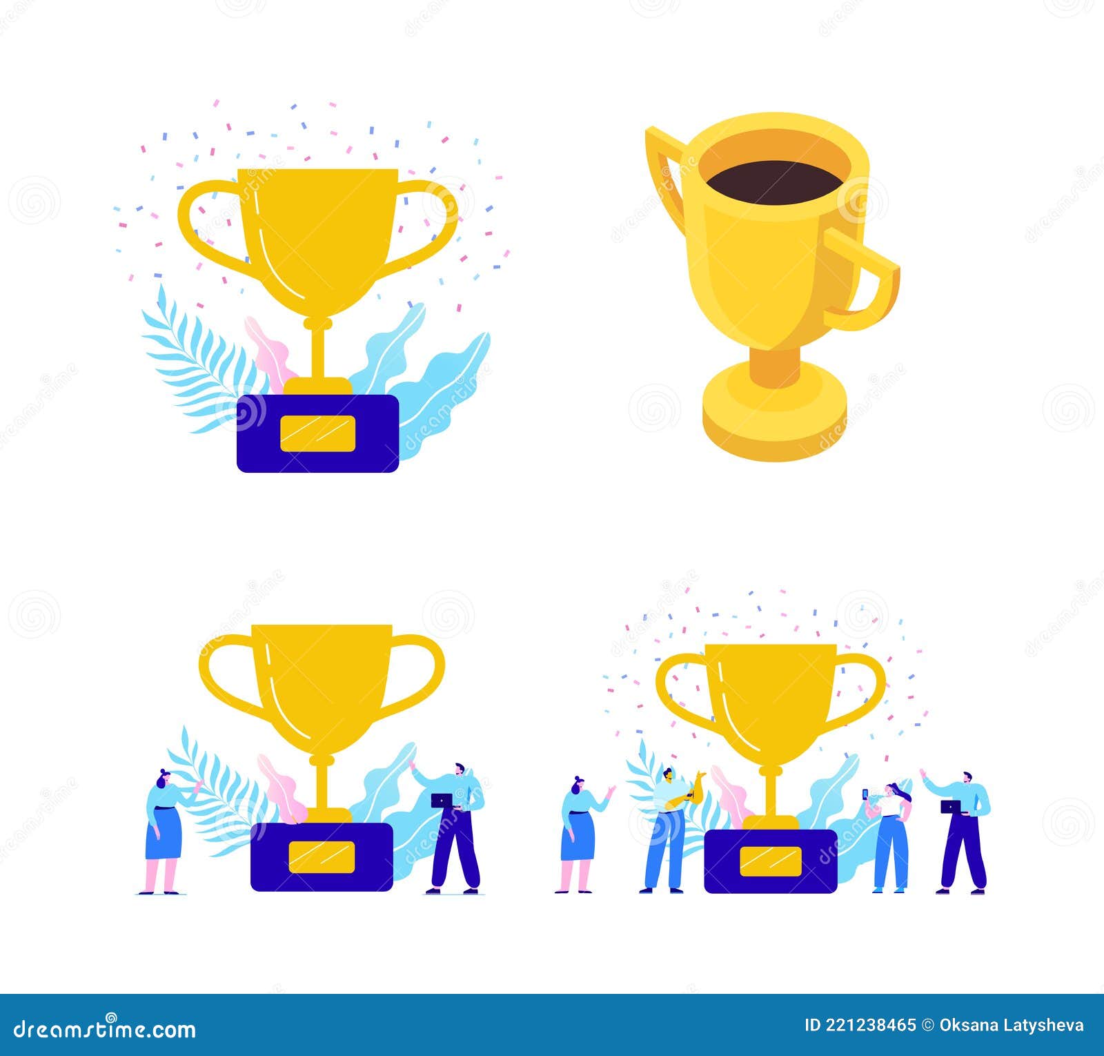 Winner Gold Cup, Success Flat Vector Illustration Stock Illustration ...