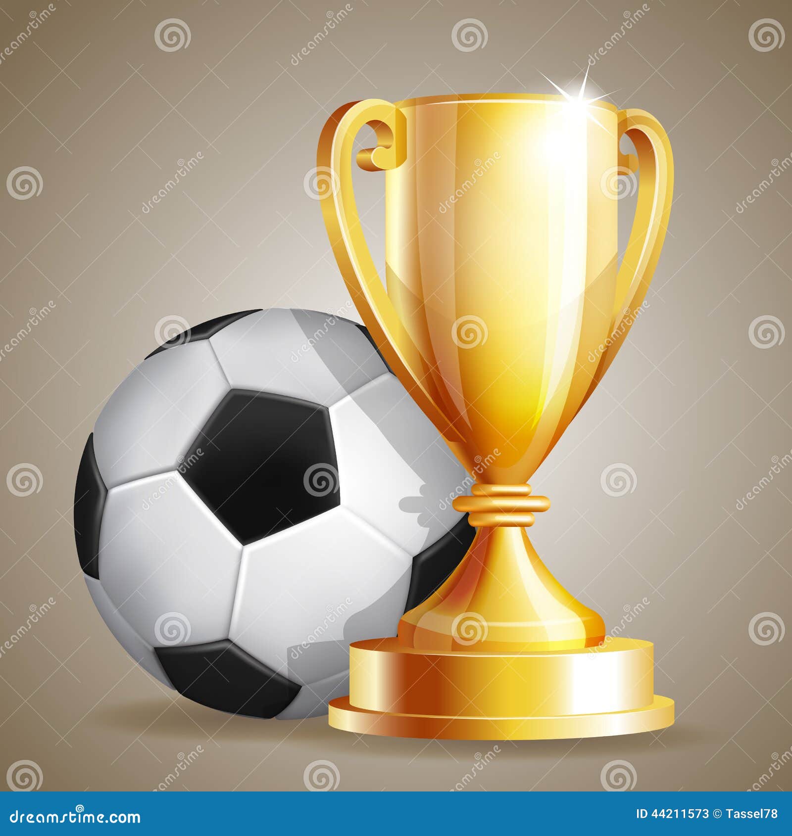 Gold Cup with a Football Ball Stock Vector - Illustration of champion ...