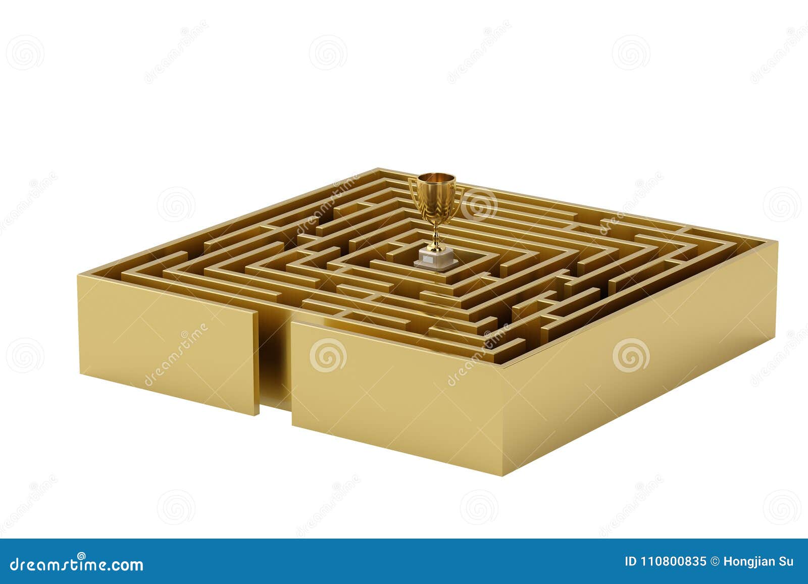 A Gold Cup in the Maze.3D Illustration. Stock Illustration ...