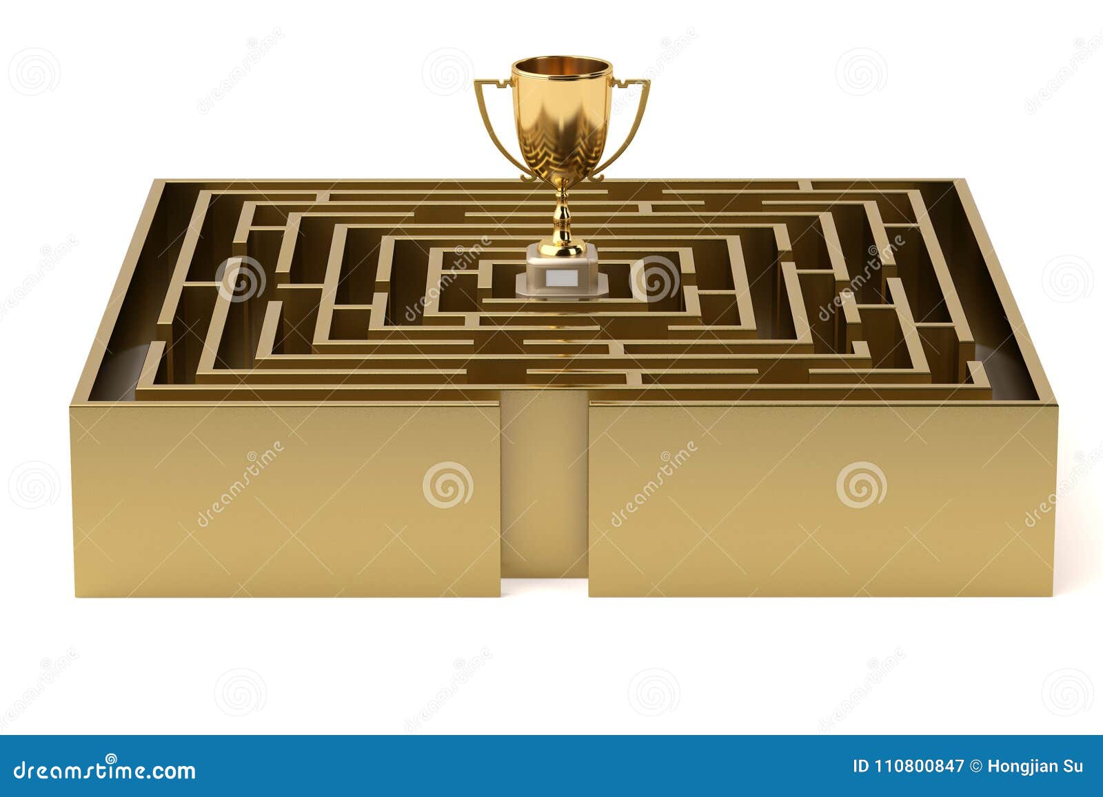 A Gold Cup in the Maze.3D Illustration. Stock Illustration ...