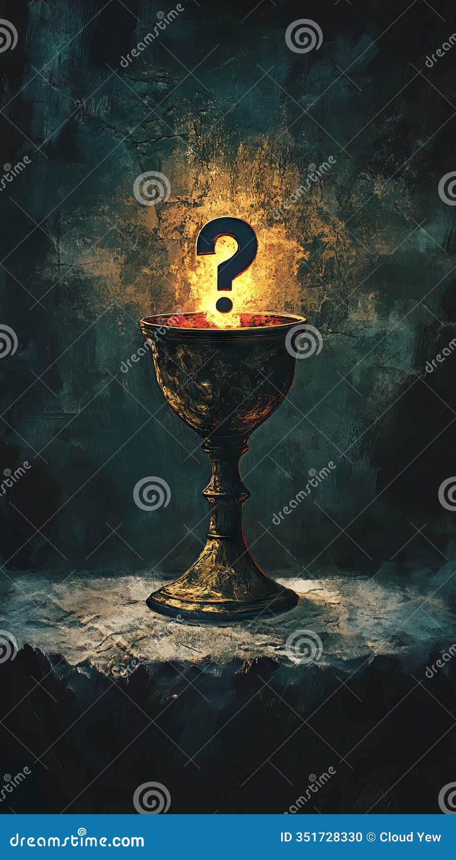 A Gold Cup with a Question Mark on it Stock Illustration - Illustration ...