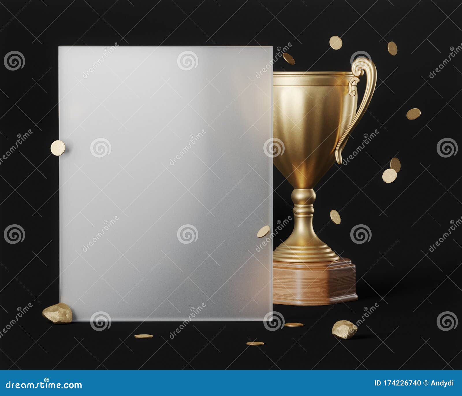 Winner Poster With Lottery Balls With Numbers, Confetti And Golden ...