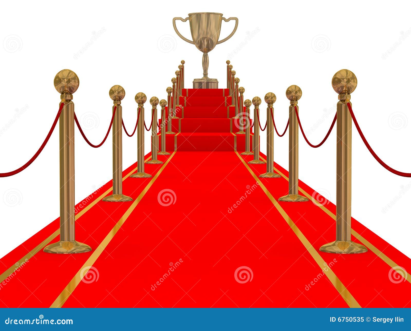 Gold Cup of the Winner on a Red Carpet Path. Stock Illustration ...