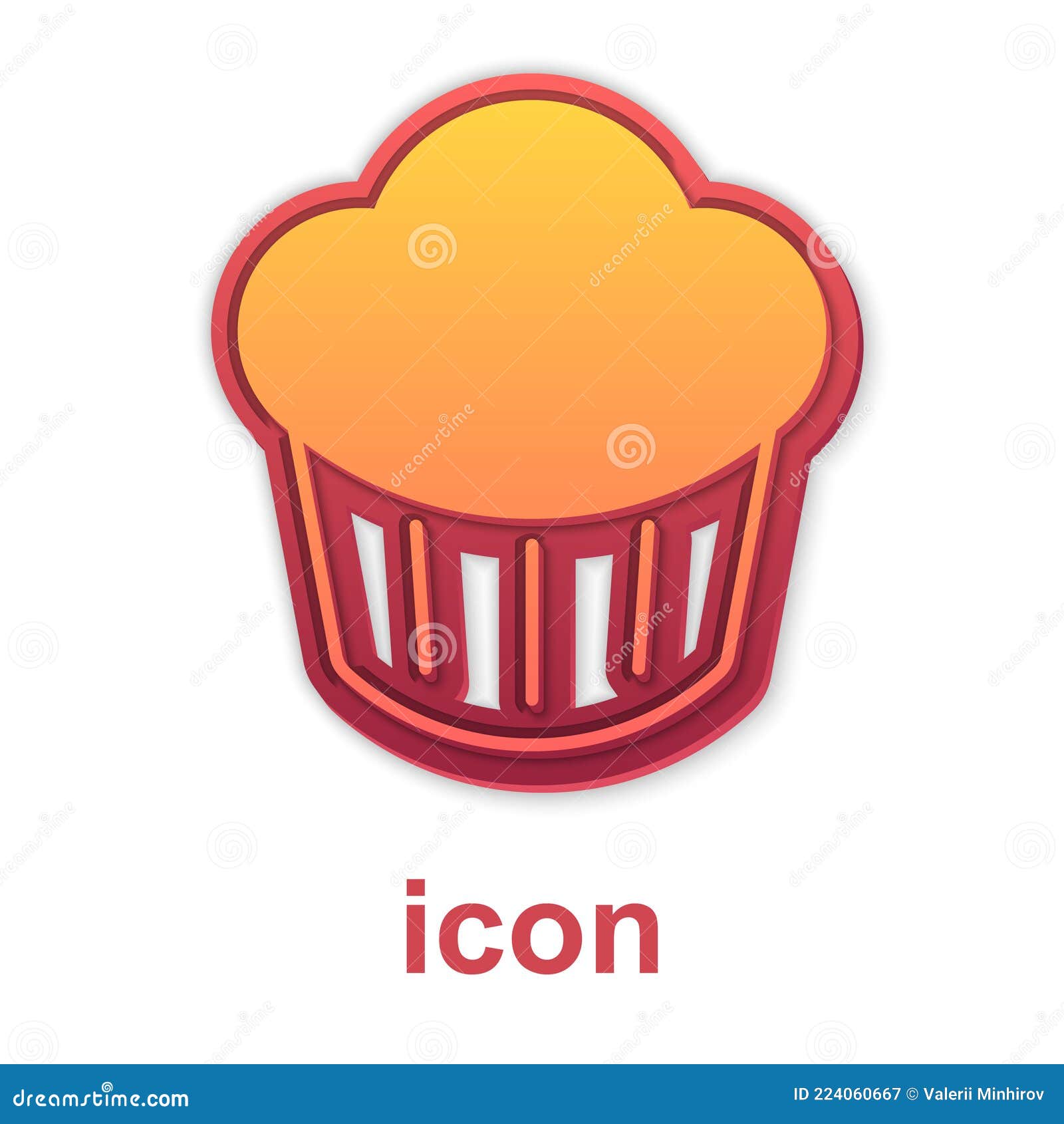 Gold Cupcake Icon Isolated on White Background. Vector Stock Vector ...