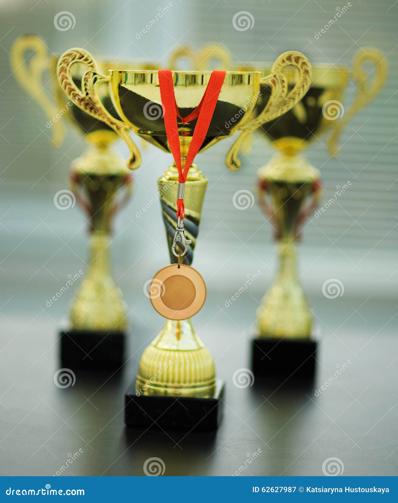 Gold cups with medal stock image. Image of championship - 62627987
