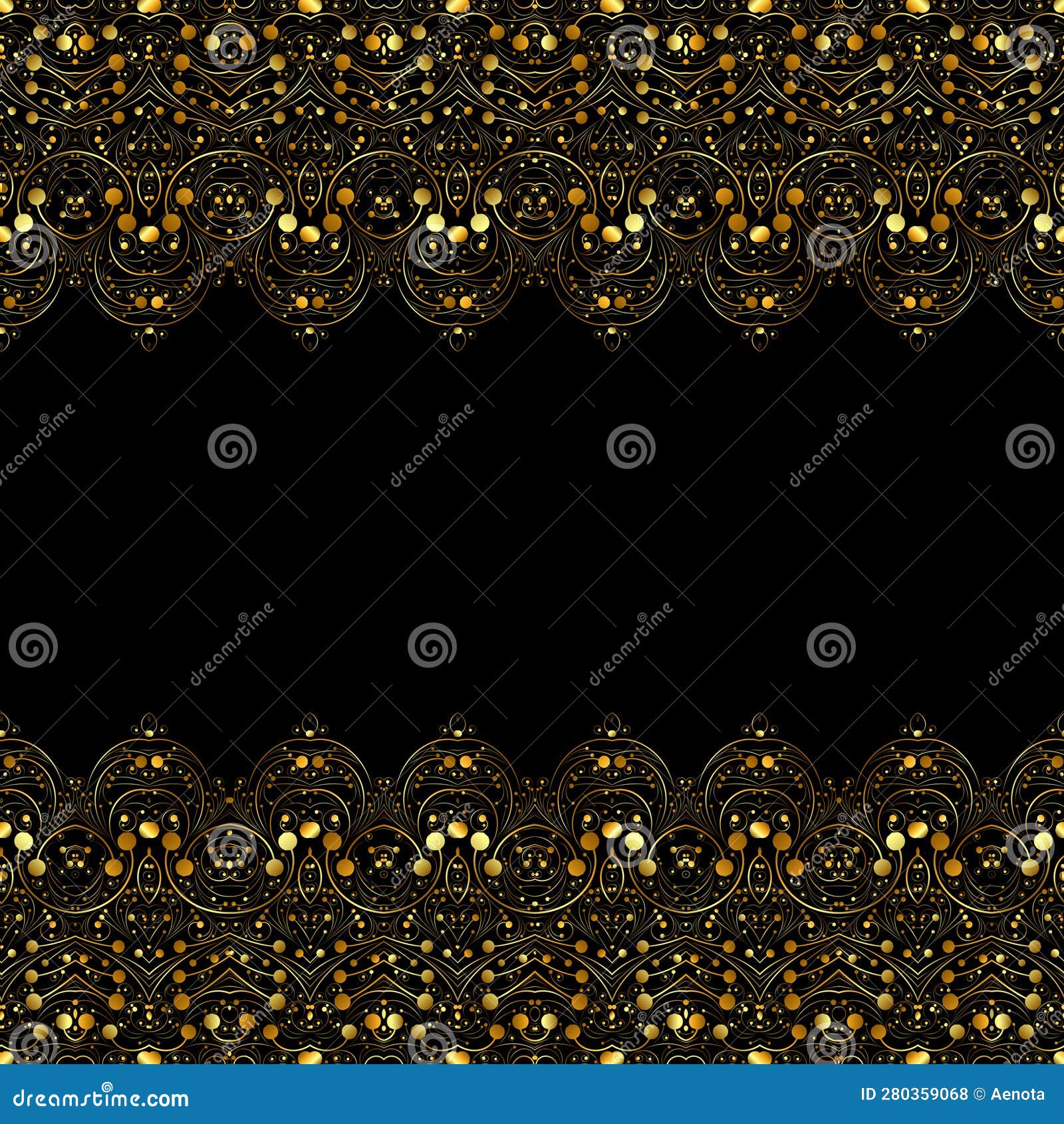 Vector Set Frieze With Vintage Golden Greek Ornament Meander Pattern ...