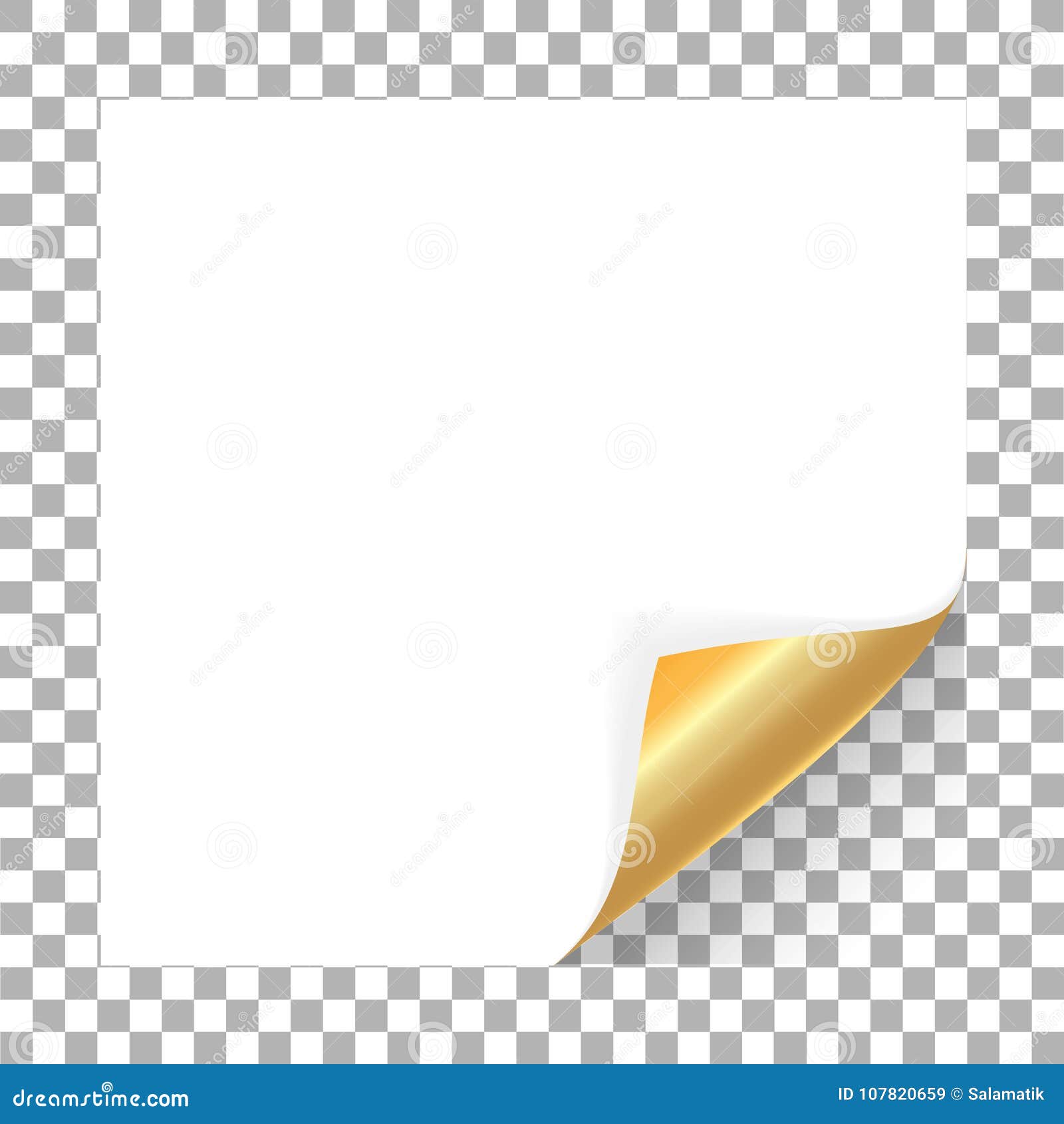 Gold Curled Corner With Reflection And Shadow On Transparent Background ...