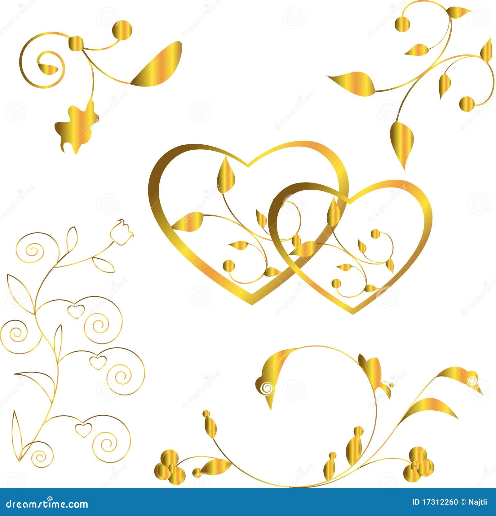 Gold Curls Twisted In Circle. Template For Visiting Cards, Labels ...
