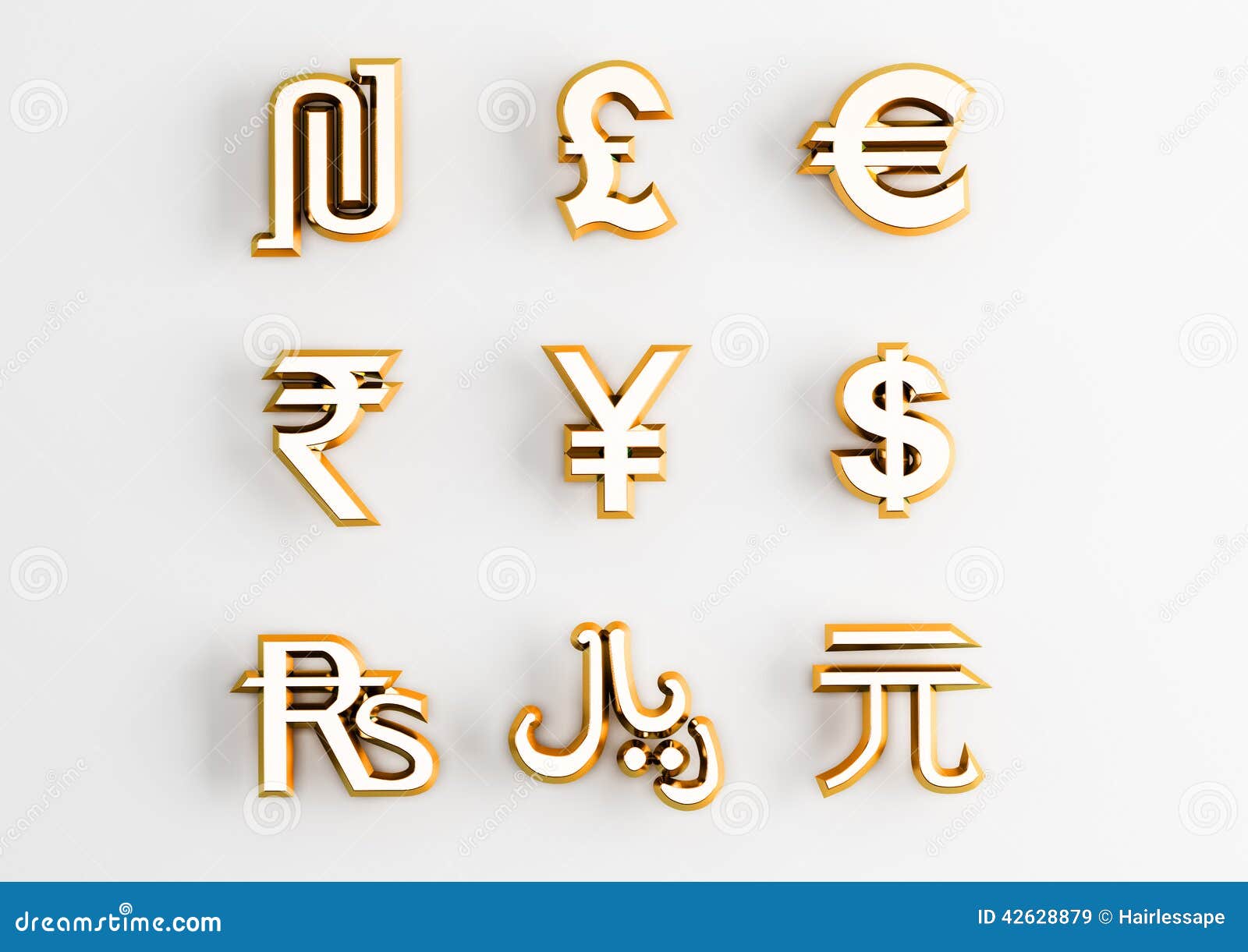 Gold Currency Symbols On White Background Stock Photography ...