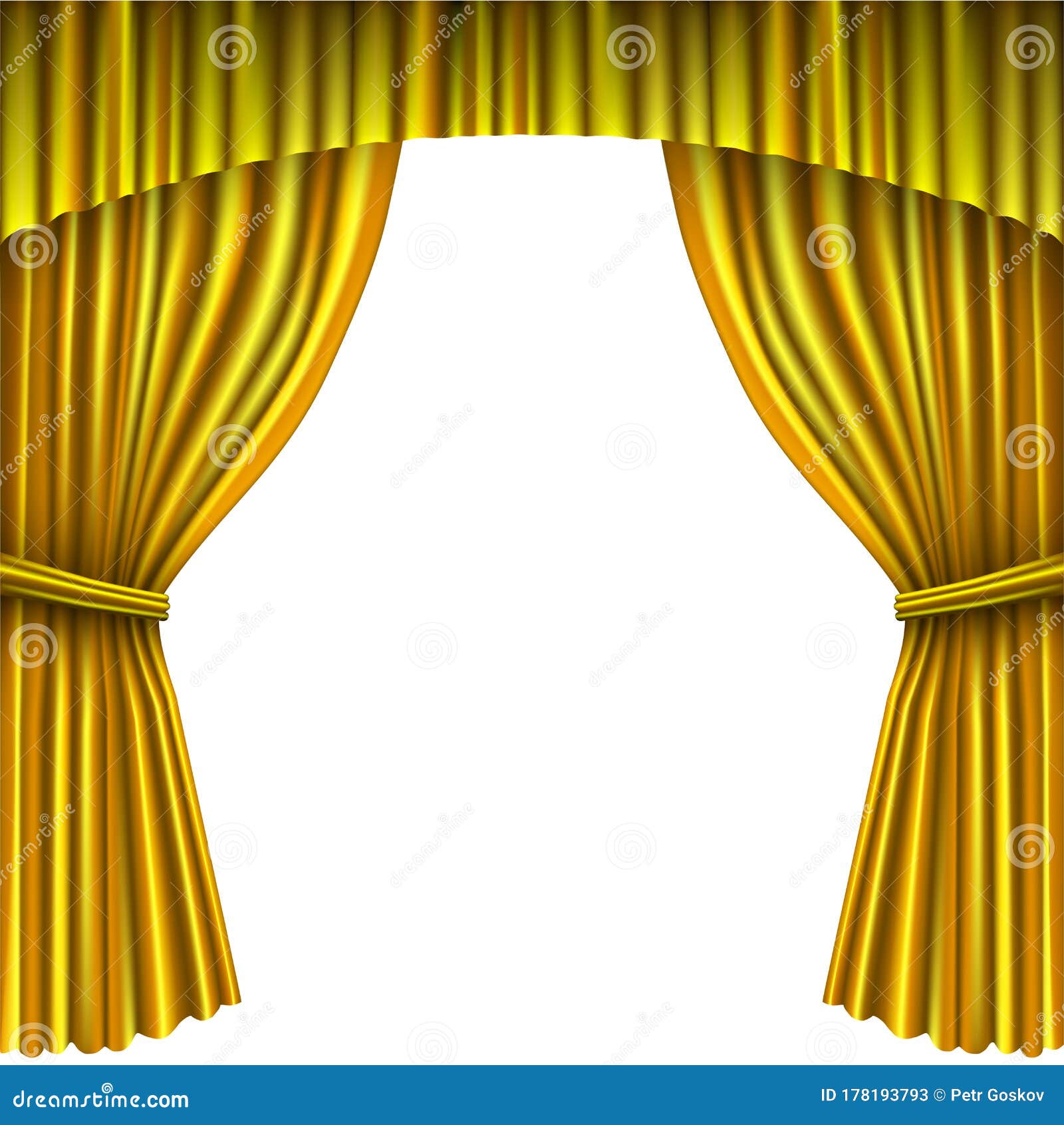 Gold Curtain Background on White Stock Vector - Illustration of velvet ...