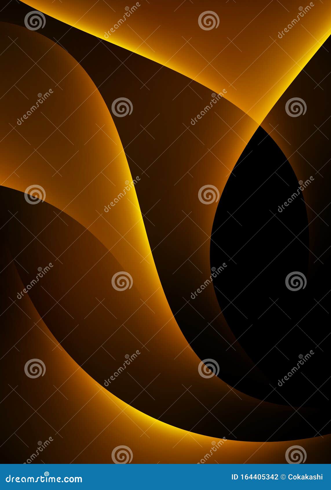 Gold Curve Abstract Pattern on Dark Background, Copy Space Composition ...