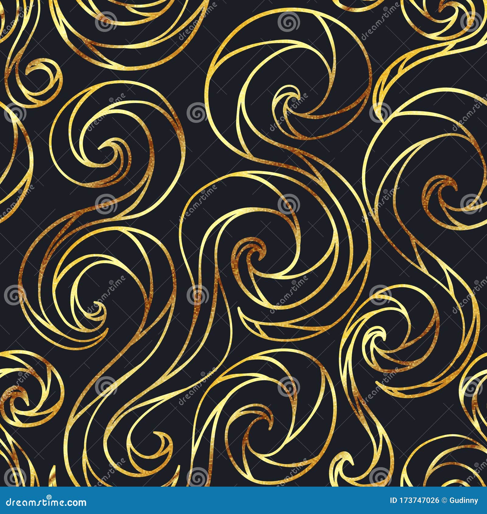 3D Gold Curved Dark And Gold Ribbon On Black Background With Lighting ...