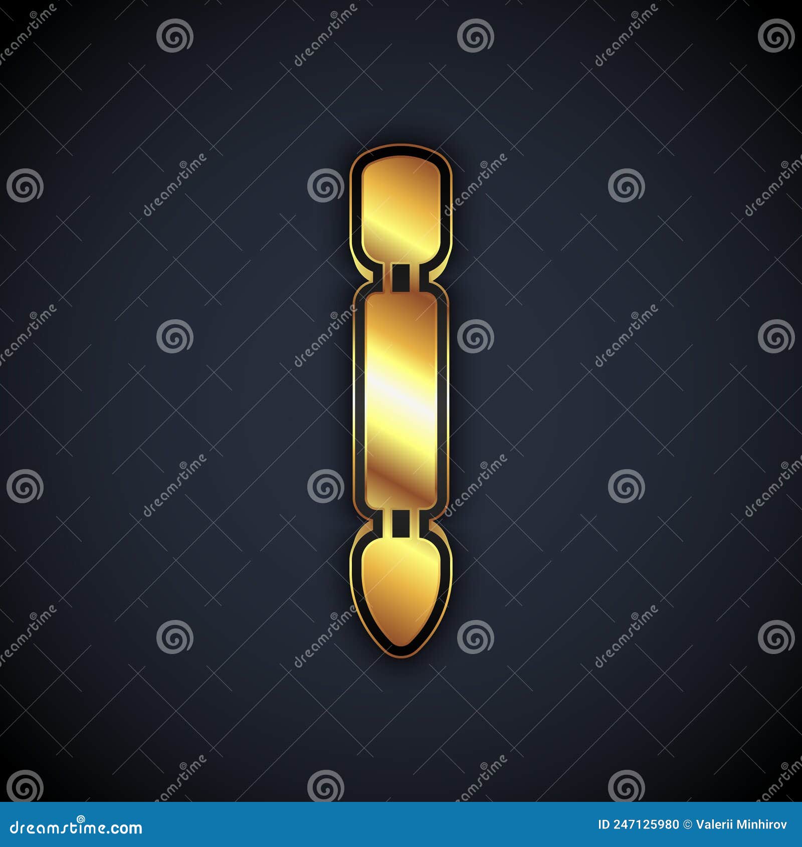 Gold Cuticle Pusher Icon Isolated on Black Background. Tool for ...