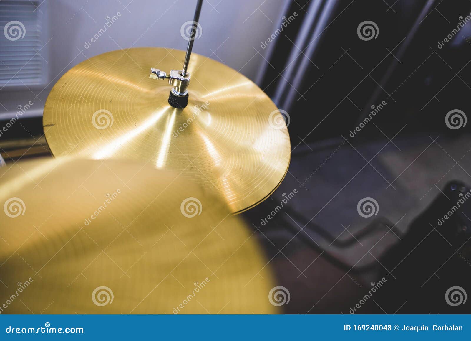 Gold Cymbals in a Music Drum Stock Photo - Image of band, musical ...