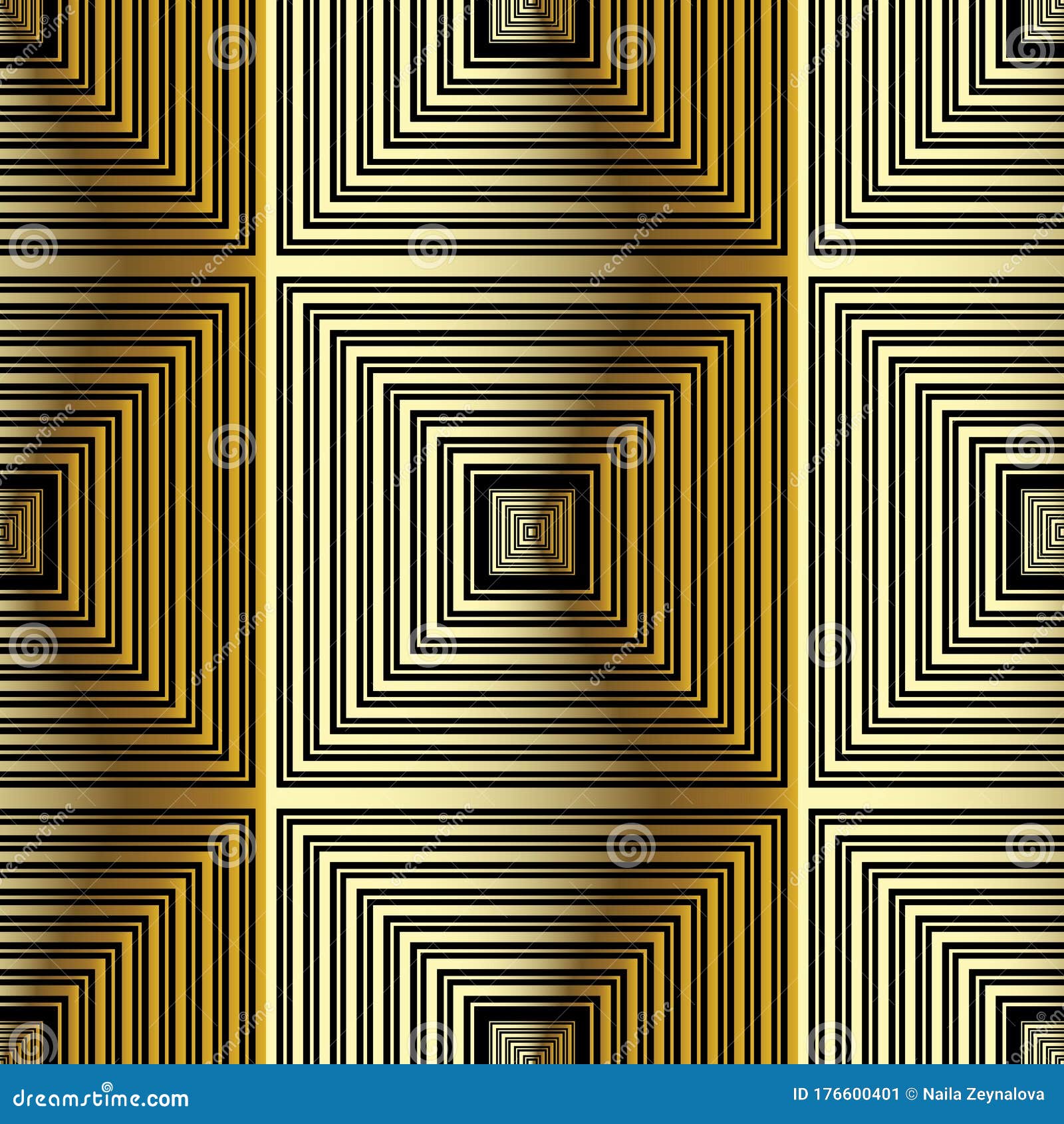 Gold 3d Checkered Vector Seamless Pattern. Plaid Striped Surface ...