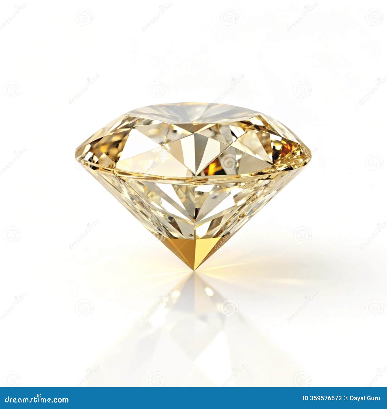 Gold 3D Diamond on White Background Stock Illustration - Illustration ...