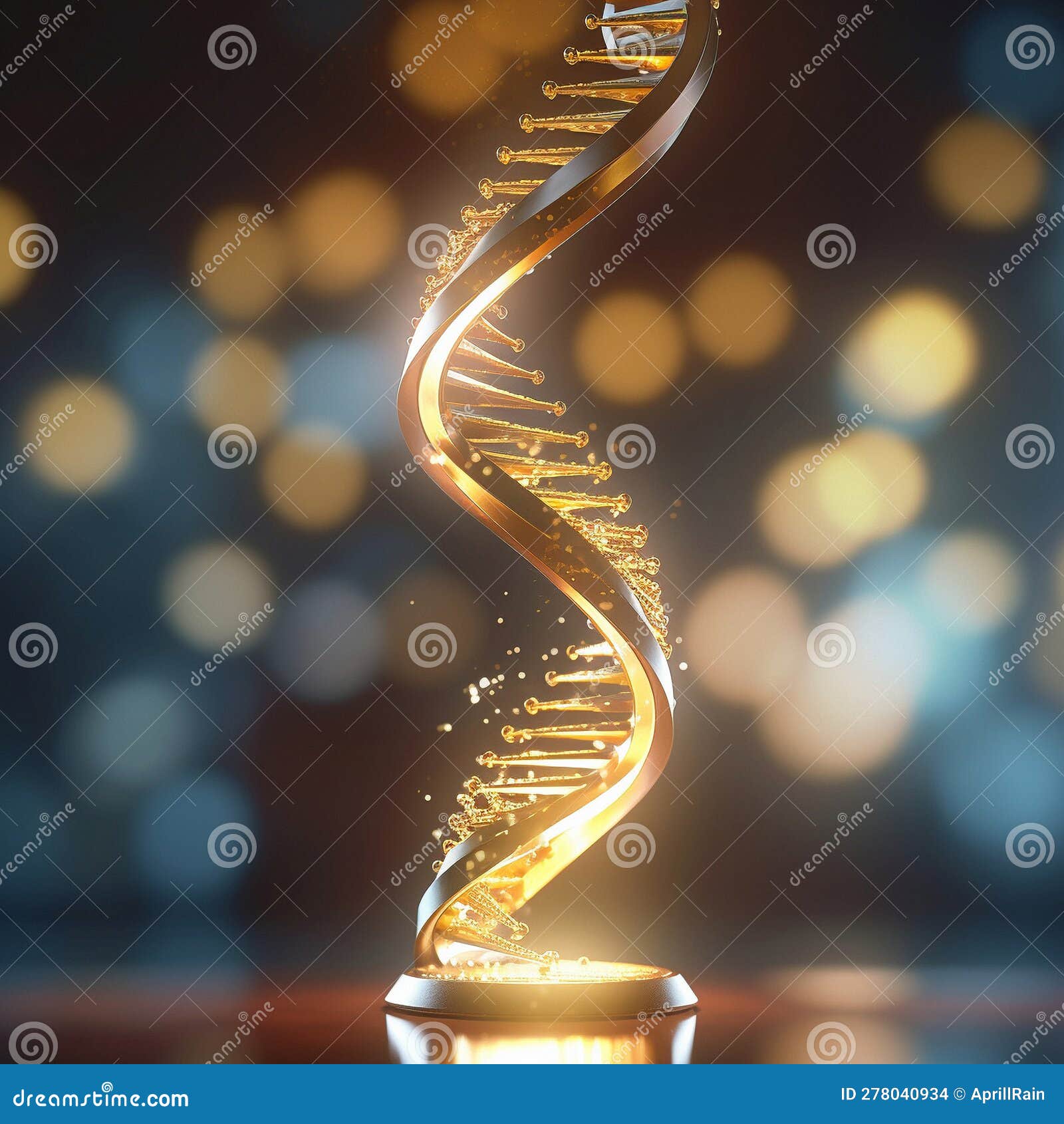 Gold 3d Dna Structure on a White Background Stock Illustration ...