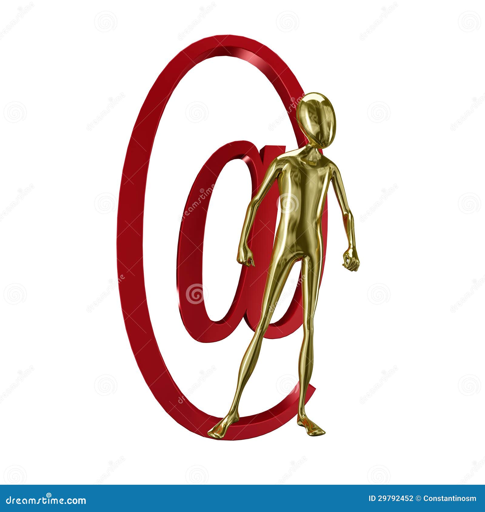 Gold 3d Humanoid with at Symbol Stock Illustration - Illustration of ...